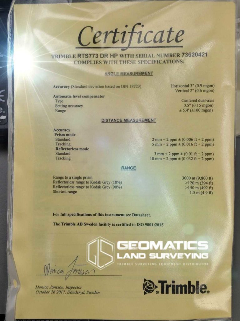 Trimble RTS 773 Robotic Total Station - Geomatics Land Surveying